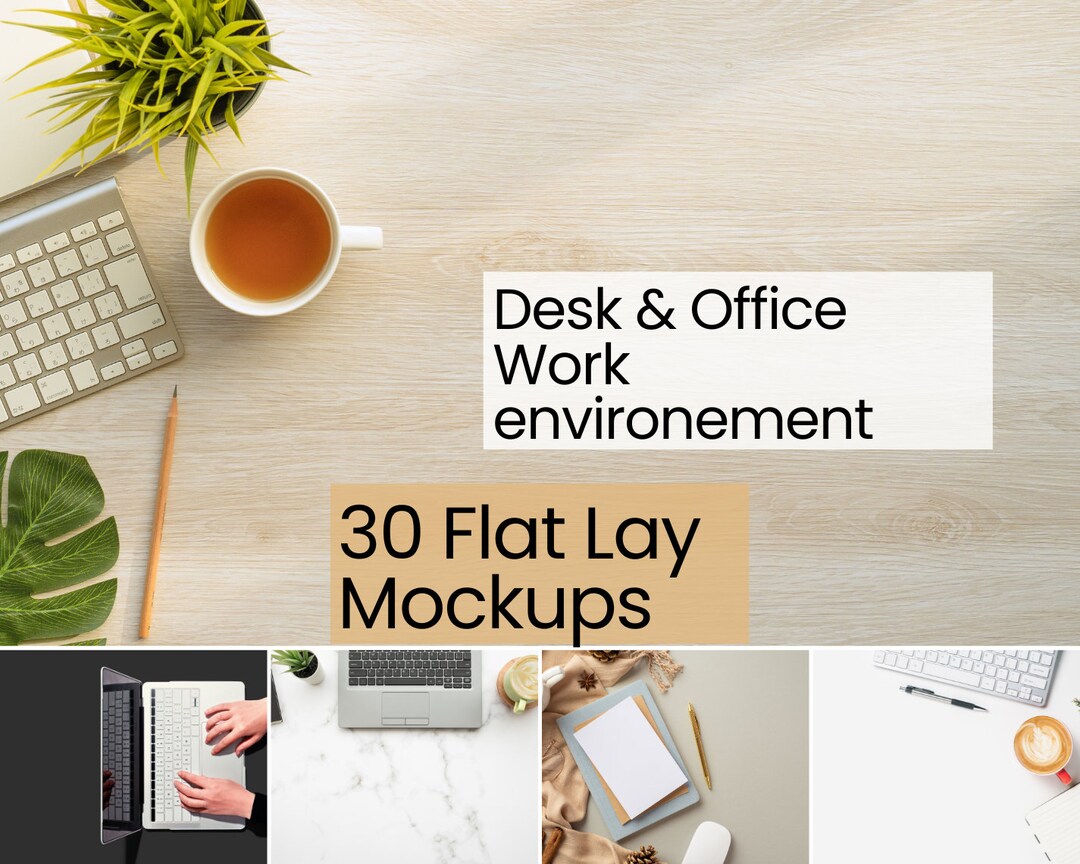 Desk Flat Lay Mockup Backgrounds: Modern Office Photos (x30) (digital ...