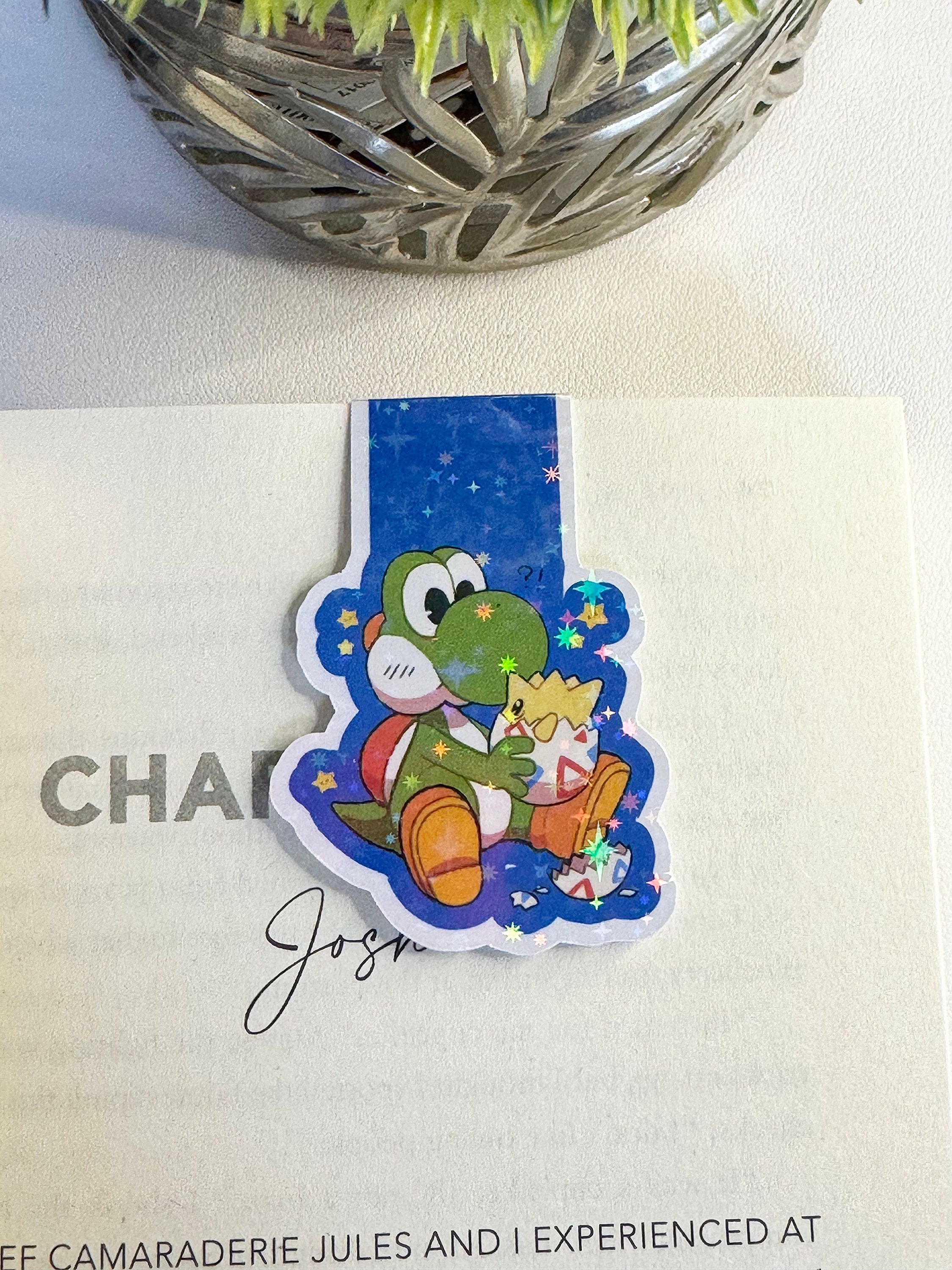 Kawaii Yoshi Magnetic Bookmark, Book Lover, Cute Cartoon Bookmark ...
