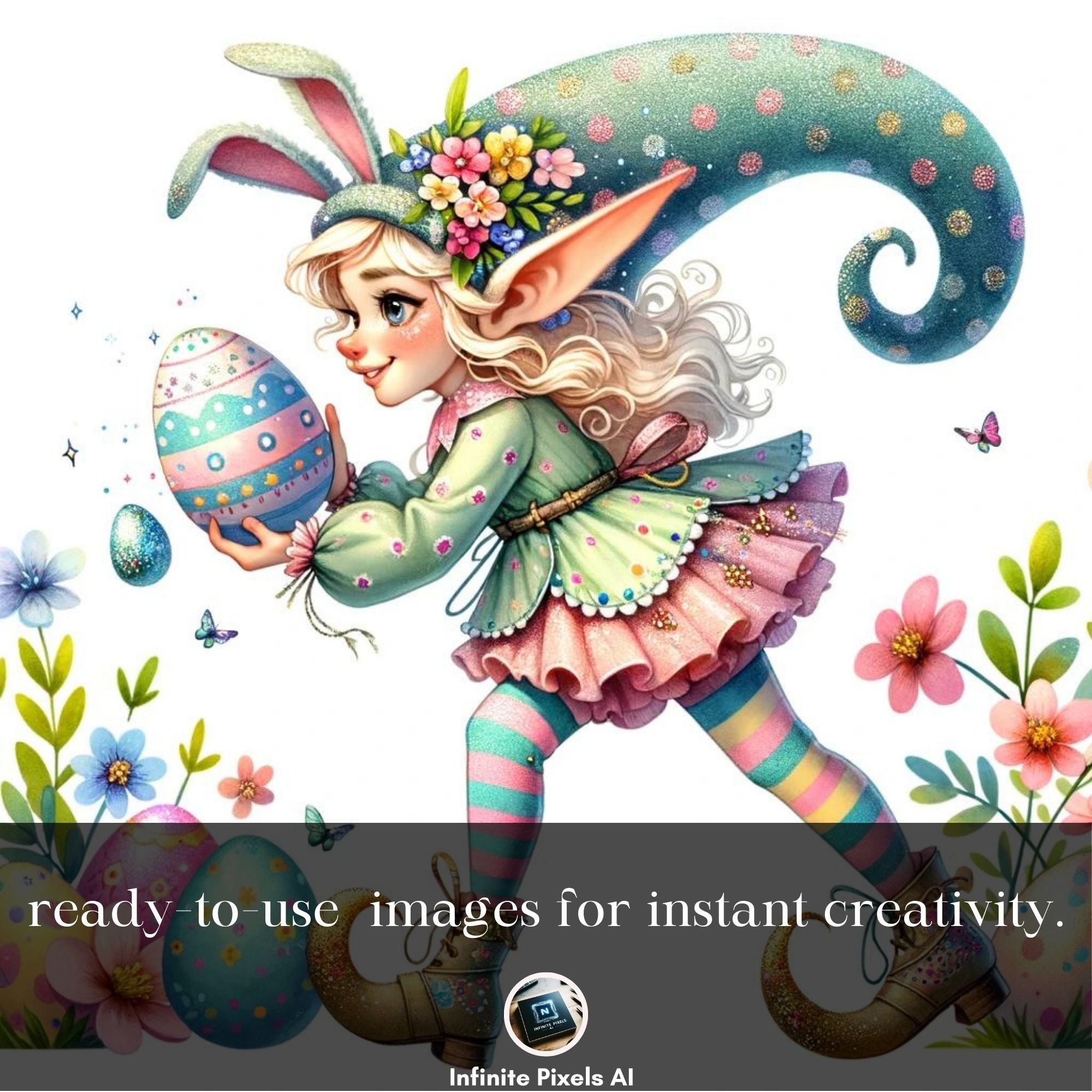 DALL-E 3 Prompts Enchanting Elves Easter Day Cliparts, Elves Watercolor ...