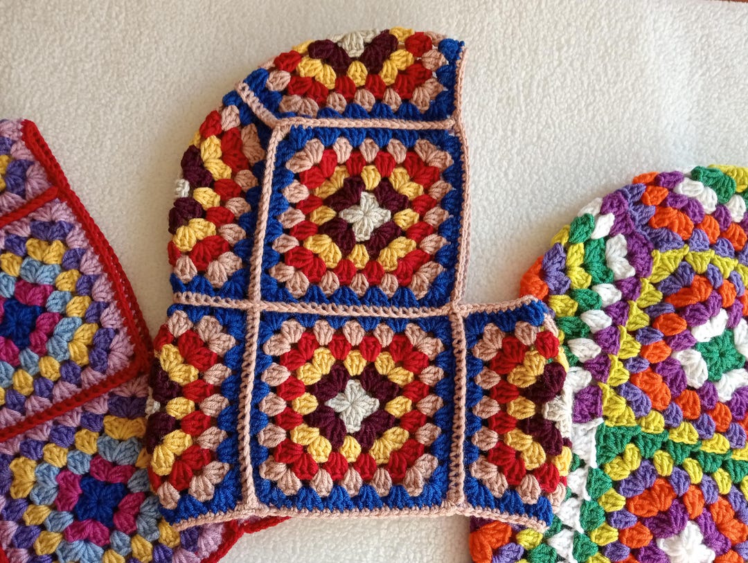 Crochet Balaclava, 3 Different Colors Unisex Balaclava, Granny Square ...