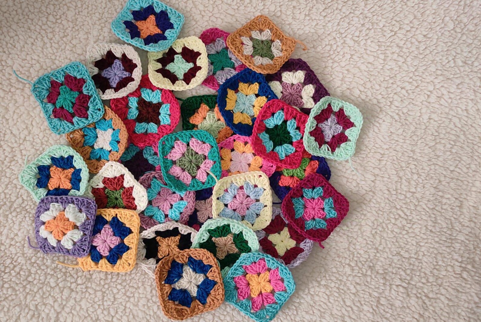 Handmade Crochet Granny Square Motif Set, Colorful Cotton Squares - Etsy