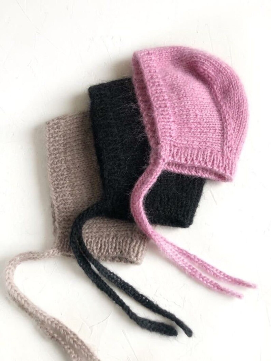 Hand Knit Tie Bonnet, Red Winter Warm Hat, Crochet Balaclava Bonnet ...