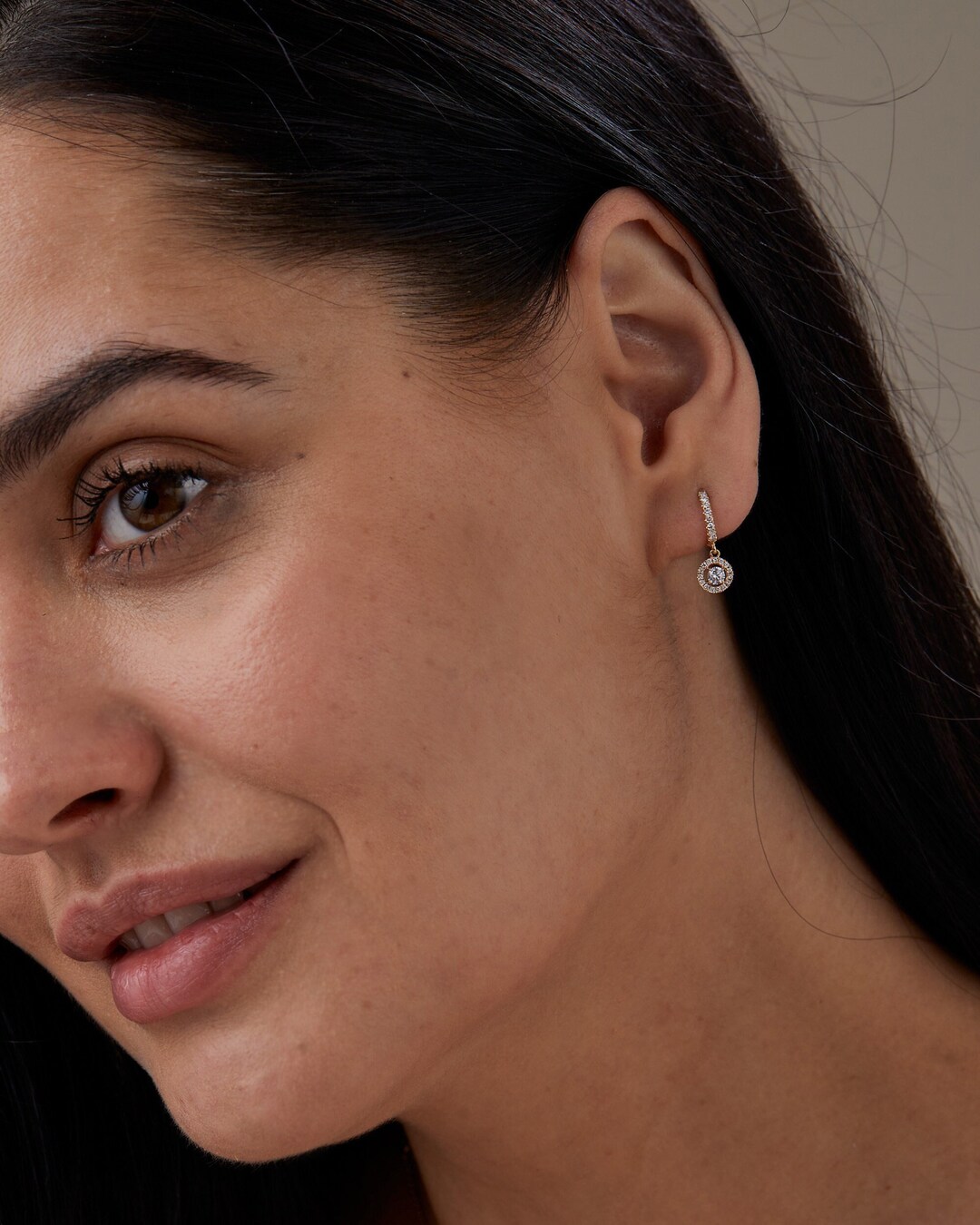 Floating Halo Round Diamond Drop Earring 14k Gold Natural - Etsy