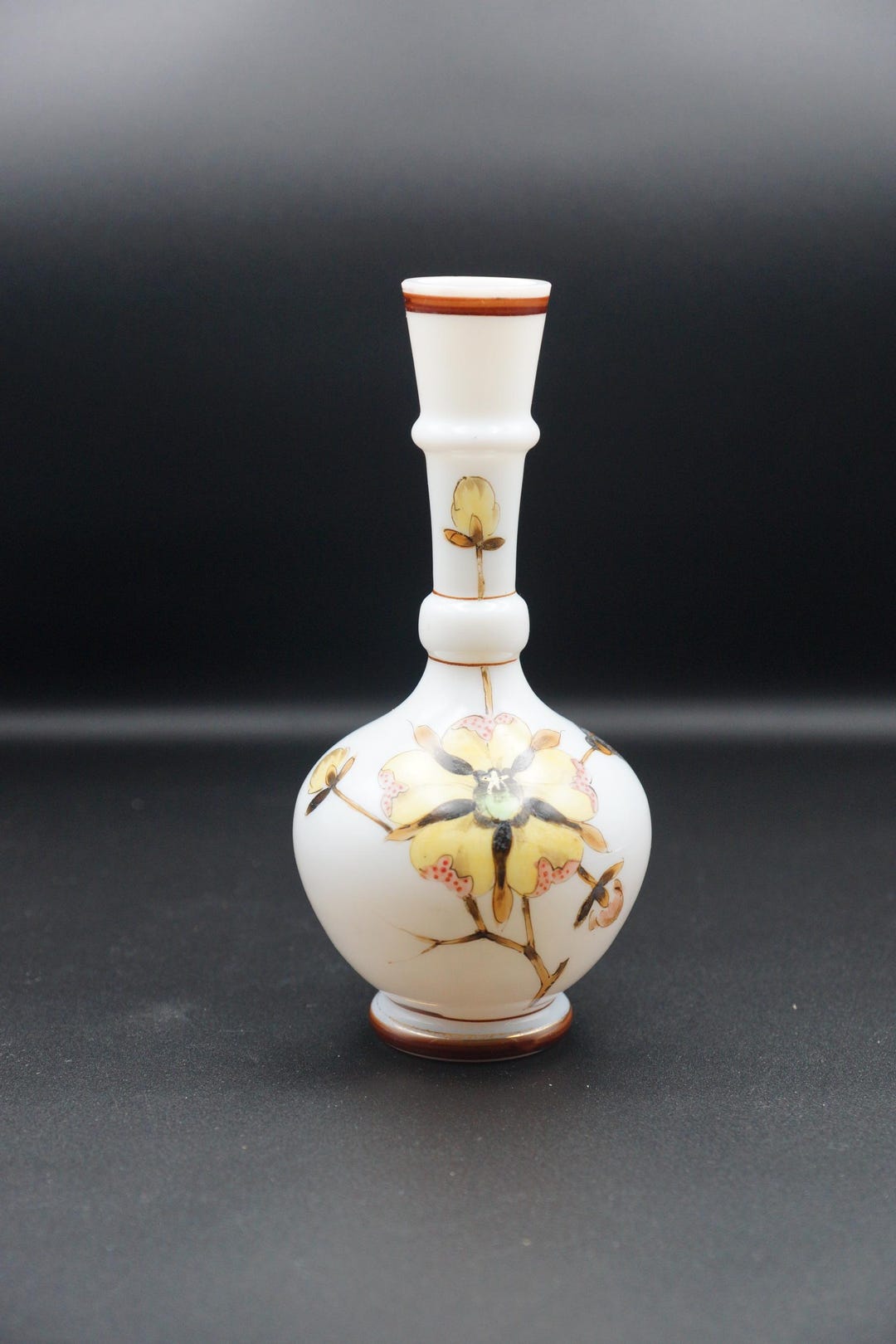 Antique Milk Glass Vase, Hand Painted, by Franz Pallme Konig C1900 - Etsy