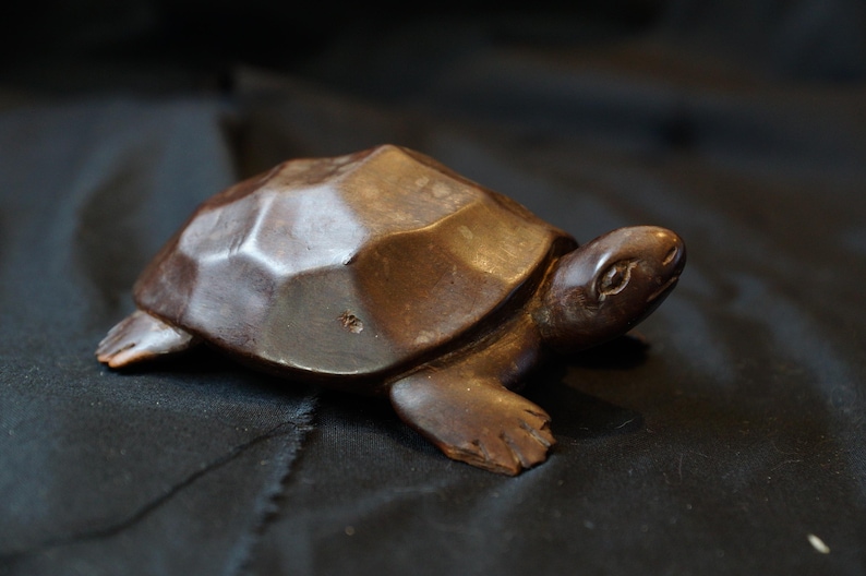 Vintage Carved Wooden Turtle - Etsy