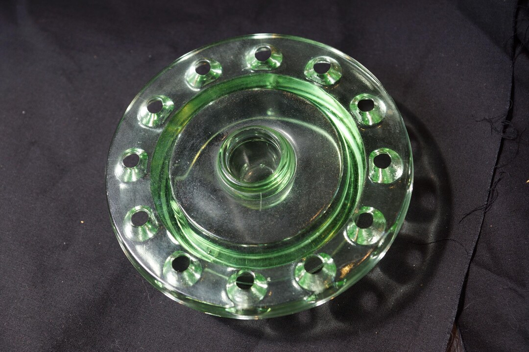 Uranium Glass Flower Frog by Joseph Inwald - Etsy