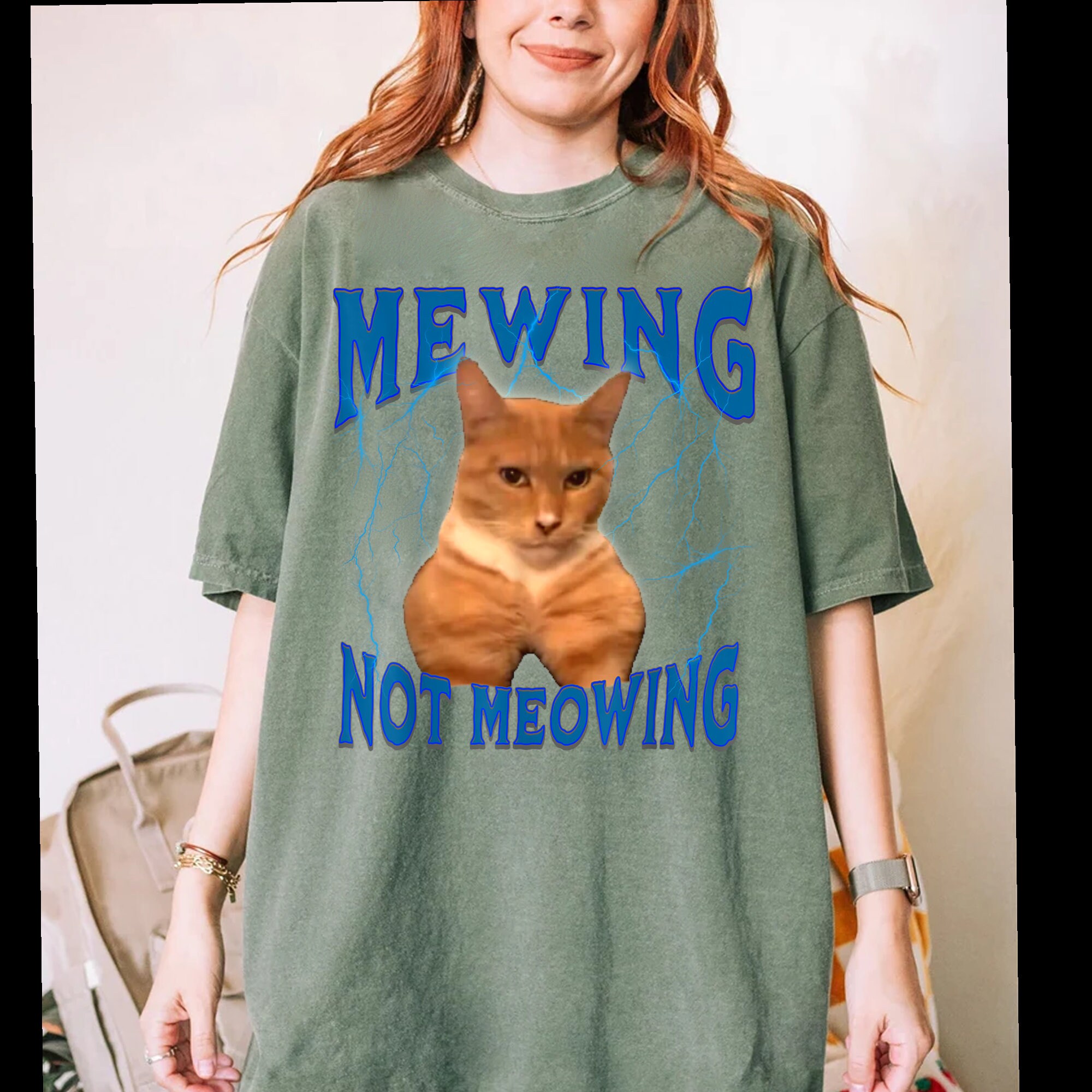 Funny Cat Meme Mewing Looksmax Not Meowing Cat Trend T-shirt1221 - Etsy