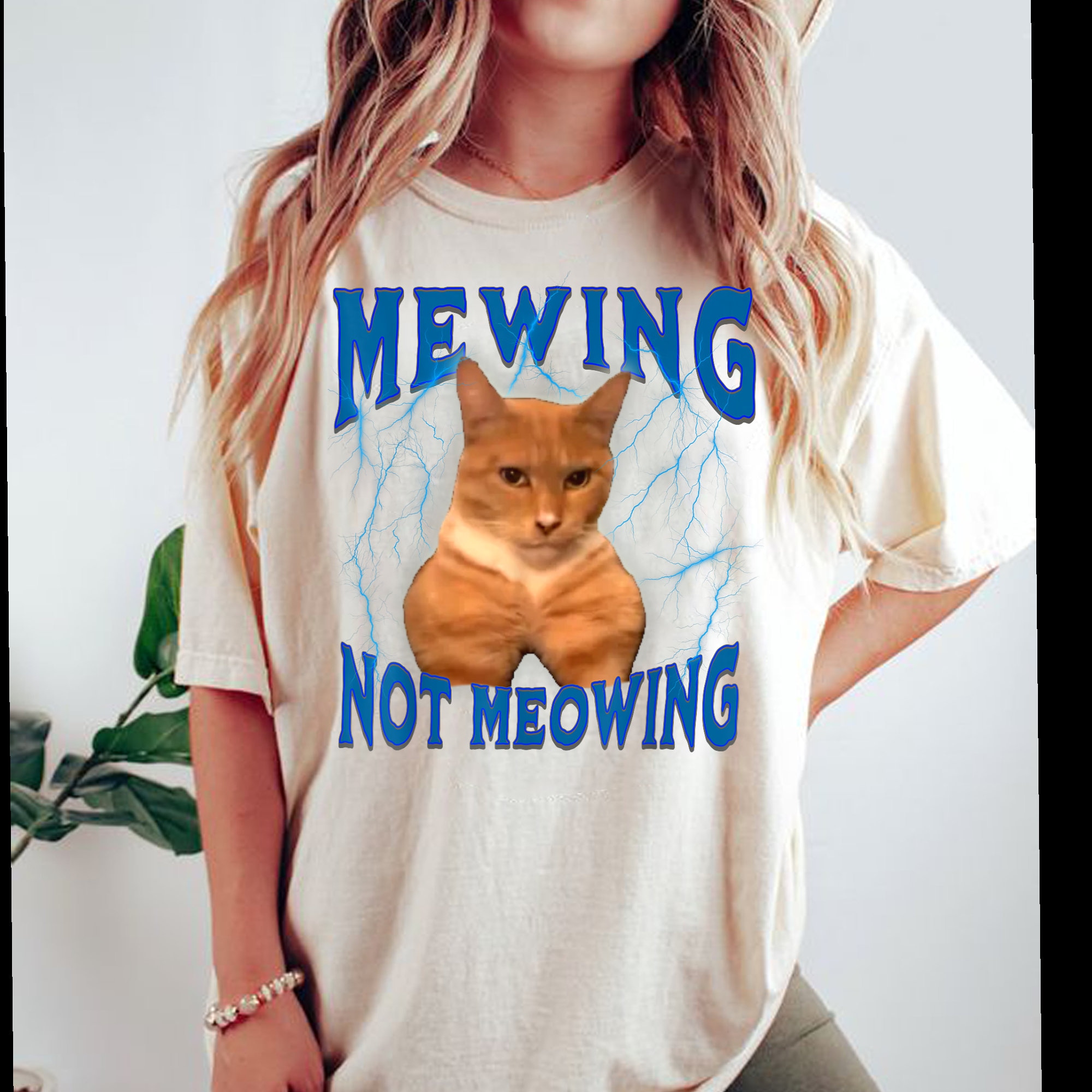 Funny Cat Meme Mewing Looksmax Not Meowing Cat Trend T-shirt1221 - Etsy