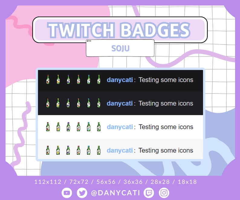 Soju Different Flavors Korean Drink Sub/bit Badge, Emote - Twitch - Etsy
