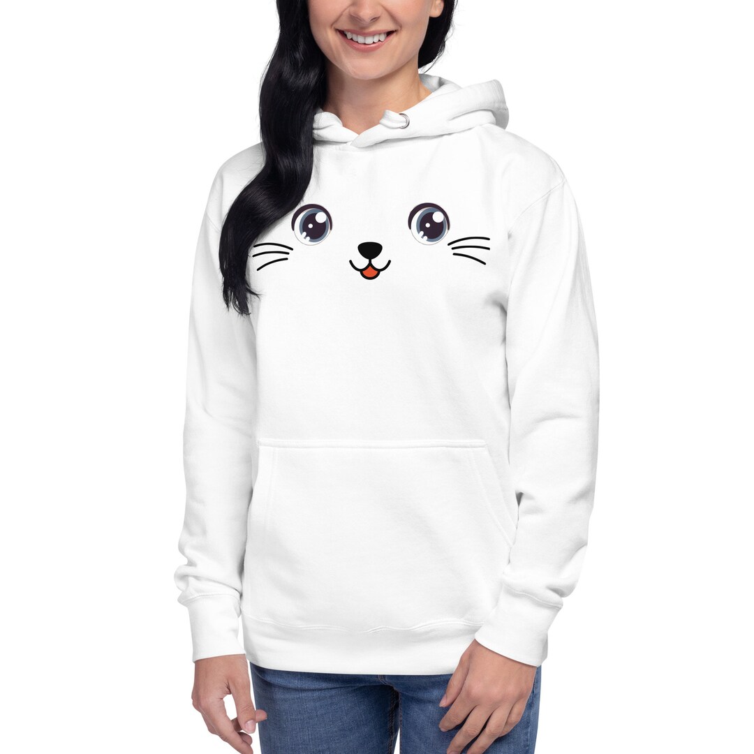 Purr-fectly Kawaii Hoodie Unique, Anime Meets Feline, Playful Feline ...