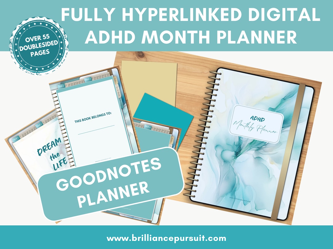 ADHD Digital Planner, Fully Hyperlinked ADHD Planner Adult Undated ADHD ...