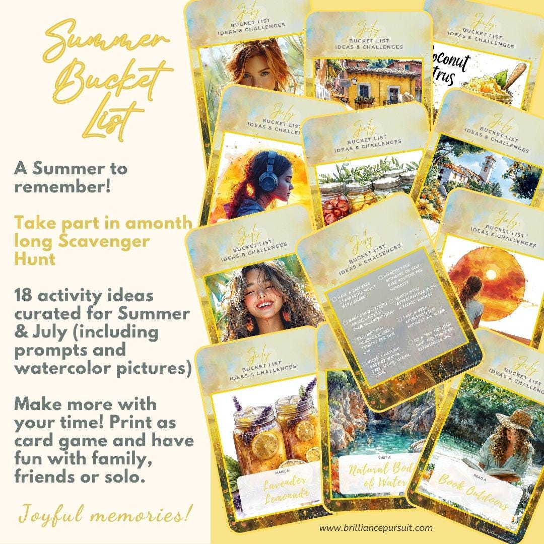 Summer Bucket List & July Calendar: Adhd-friendly Summer Scavenger Hunt ...