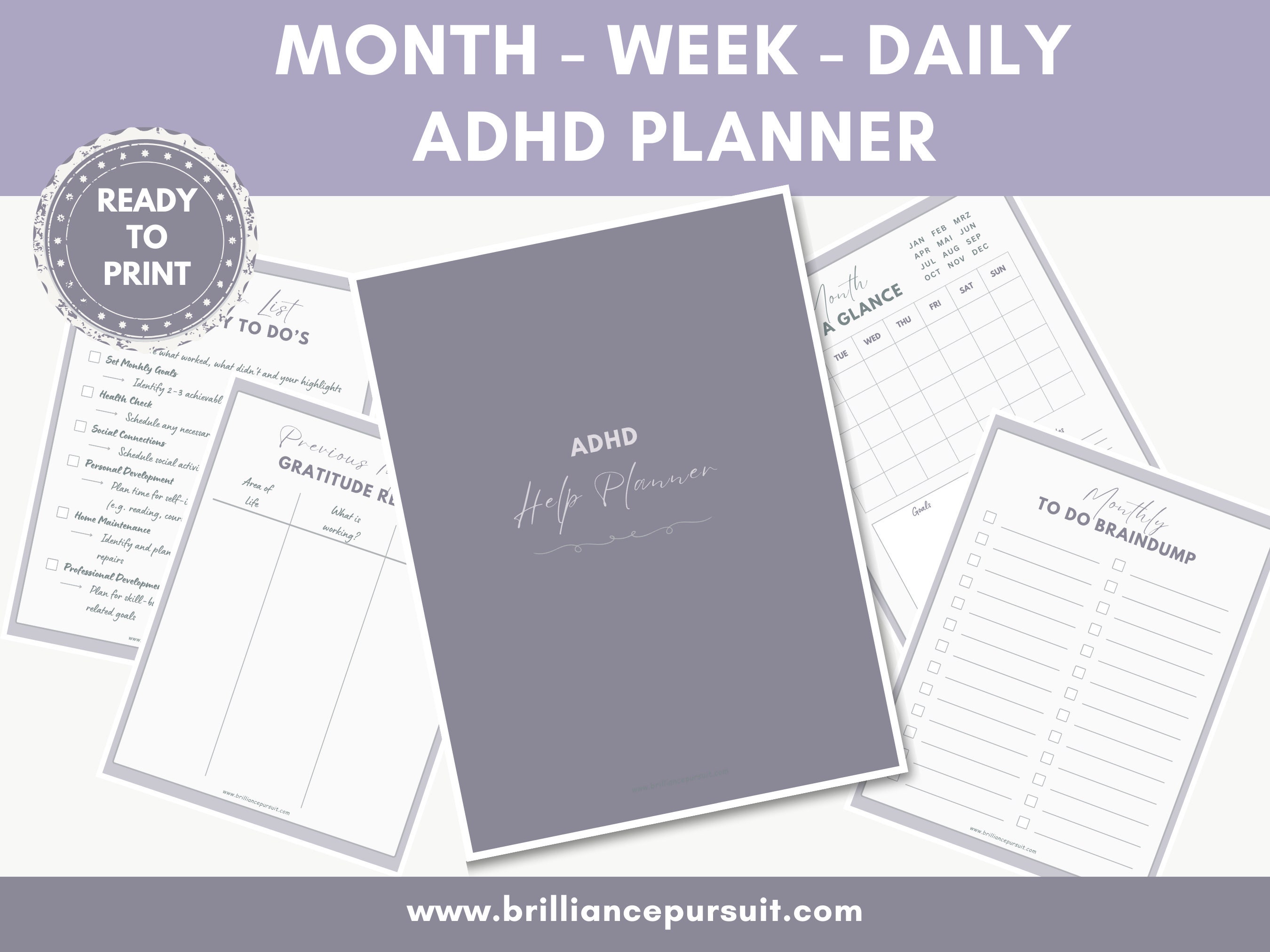 ADHD Planner Printable, ADHS Planer Adults undated Pdf Instant Digital ...