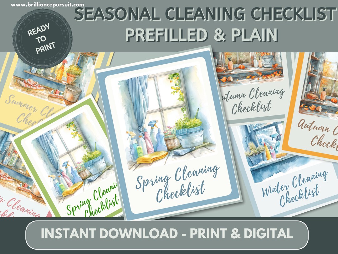 Seasonal Cleaning Checklist Kit: Spring, Summer, Autumn Winter ...