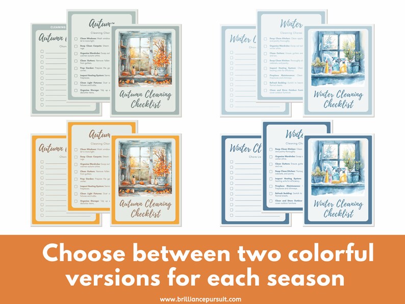 Seasonal Cleaning Checklist Kit: Spring, Summer, Autumn Winter ...
