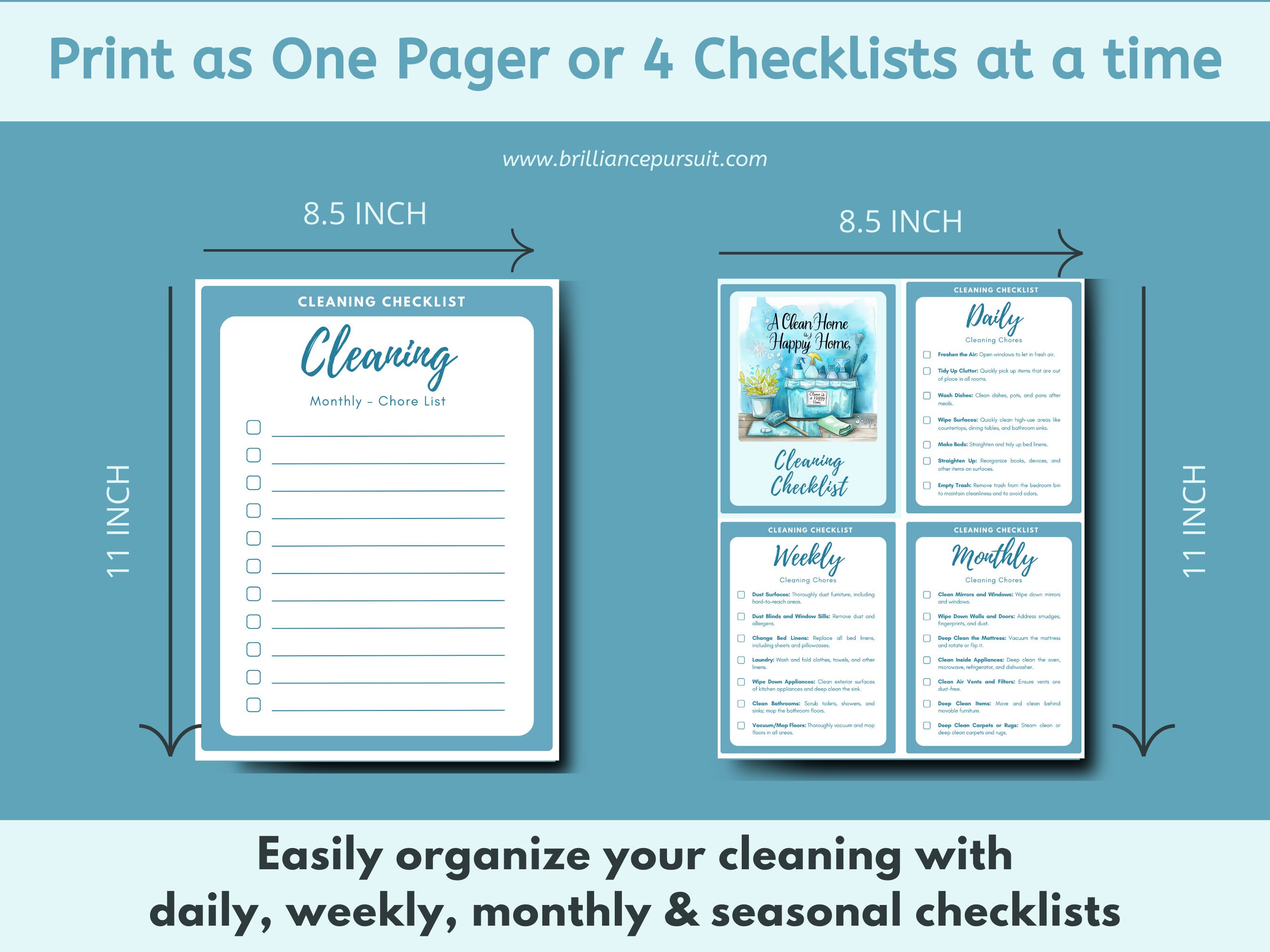 Minimalist Editable Cleaning Checklist Adhd-friendly Schedule Prefilled ...