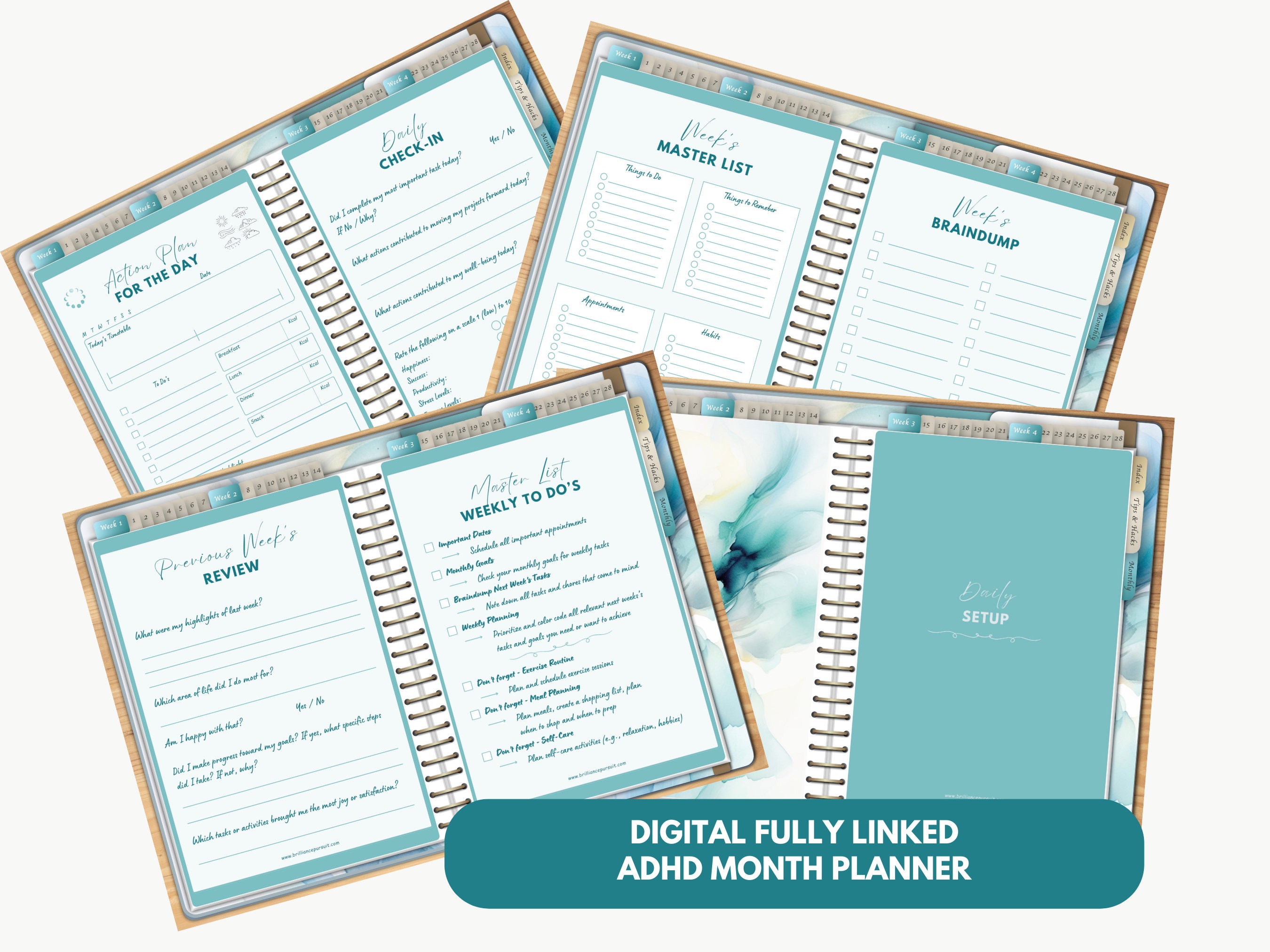 ADHD Digital Planner, Fully Hyperlinked ADHD Planner Adult Undated ADHD ...