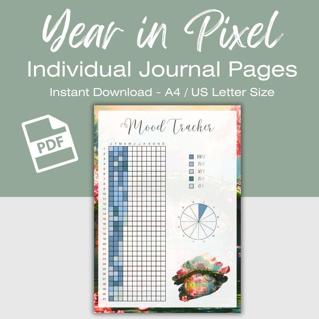 Editable Year-in-pixel Mood Tracker: 5-yearly Charts for Bullet ...