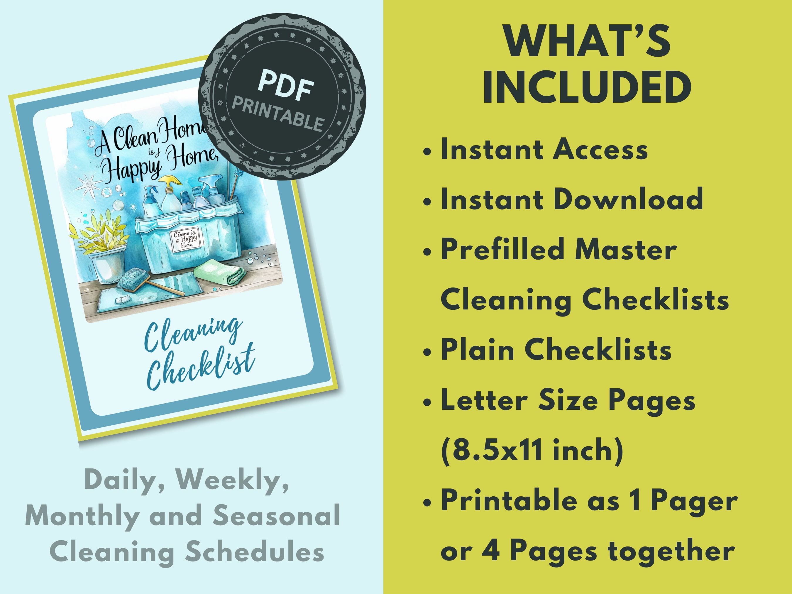 Minimalist Editable Cleaning Checklist Adhd-friendly Schedule Prefilled ...