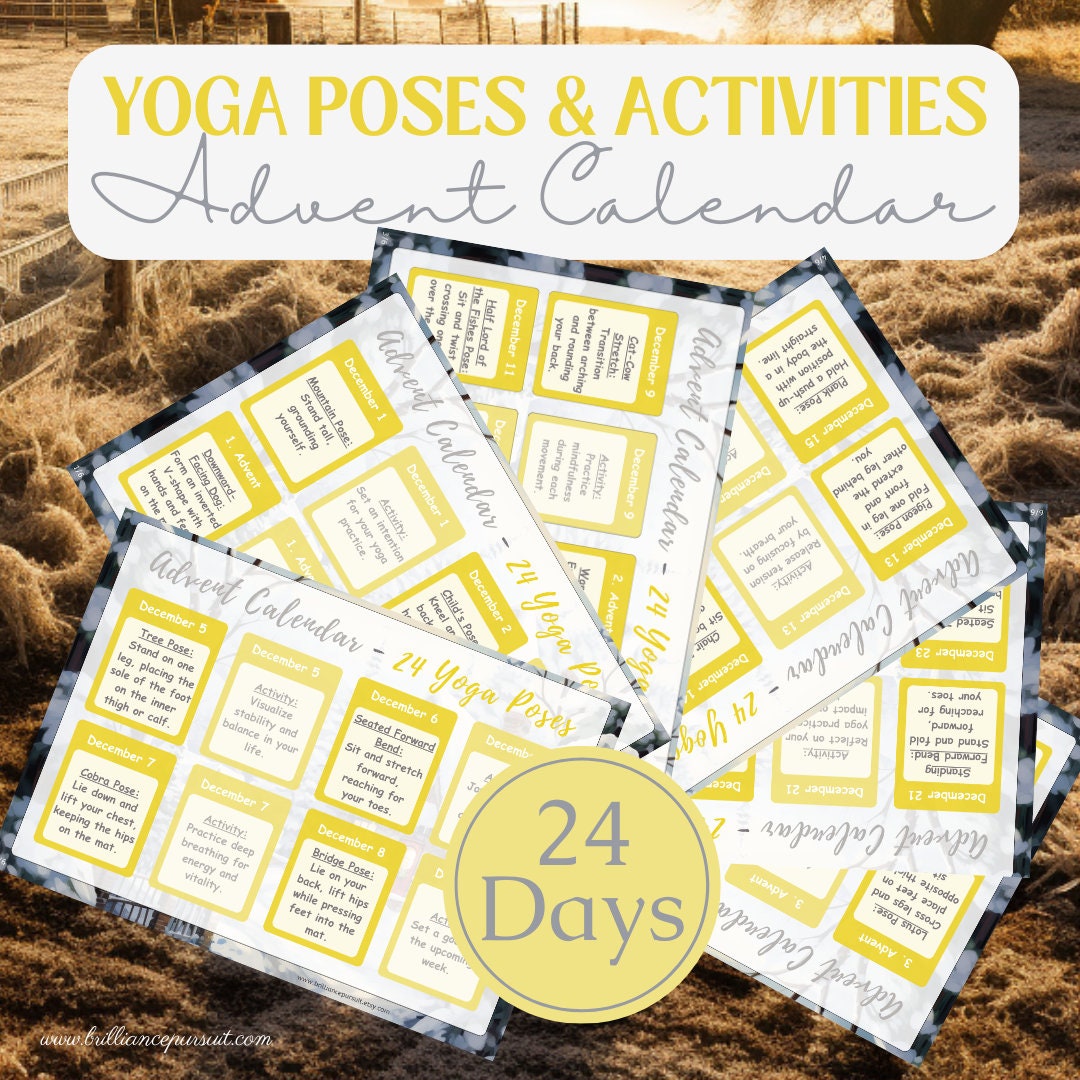Yoga Advents Calendar Cards Christmas Countdown Cards Advent Calendar ...