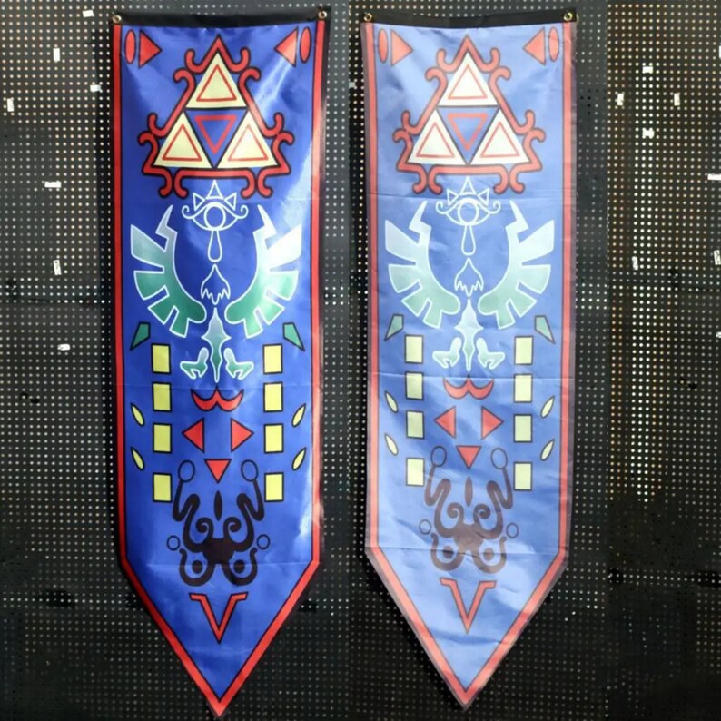 Hylian Shield Banner Flag Gaming Wall Hanging, Cloth Decor Loz, Link ...