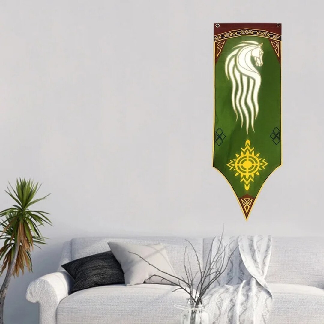 Rohan Crest Banner Flag Lotr Wall Hanging, Cloth Decor Lord the Rings ...