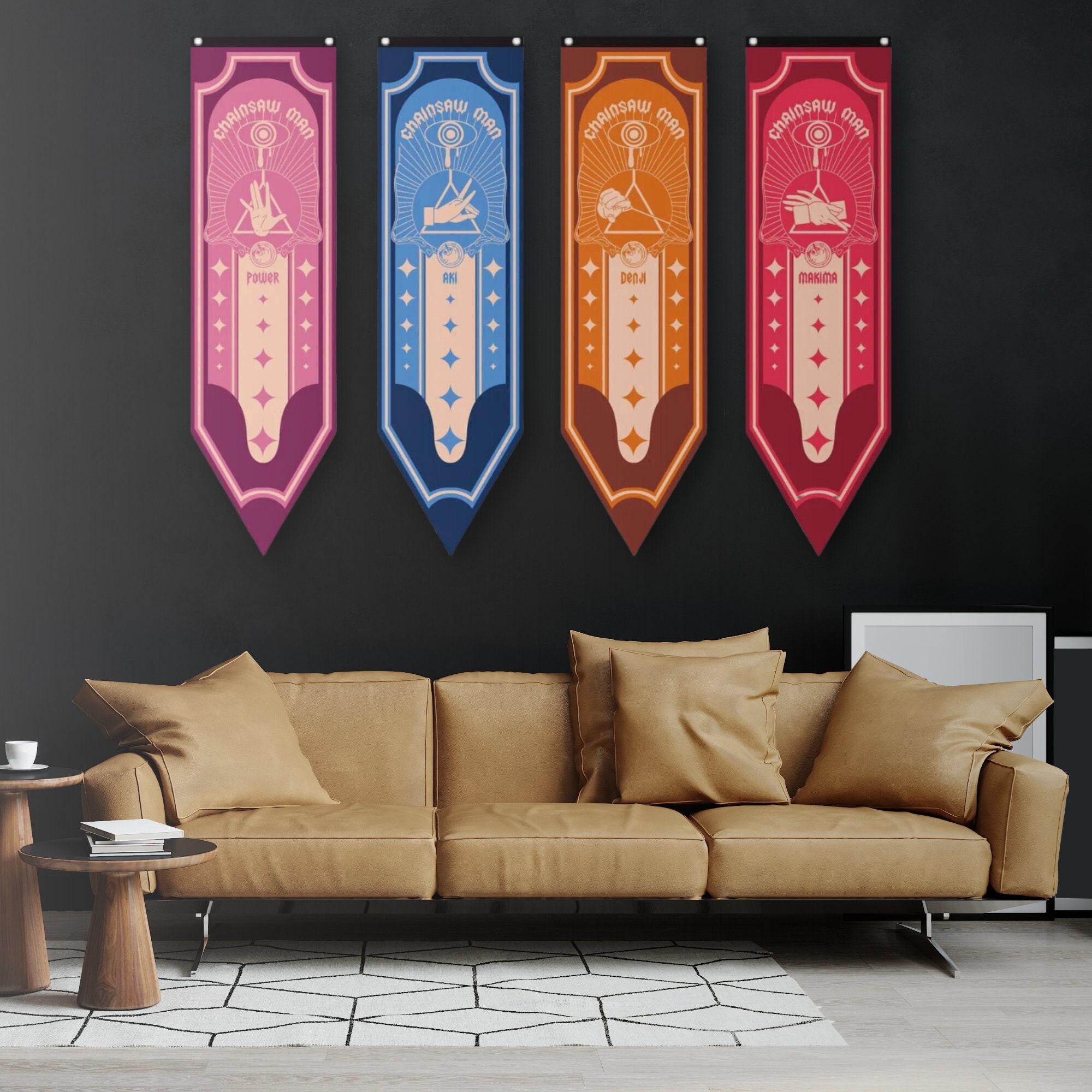 Chainsaw Man Anime Banner Flag Cloth Curtain Hanging Poster Party Decor ...