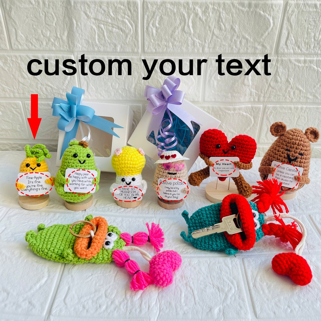 Emotional Support Gift Set, Fun Keychain, Handmade Crochet Positive ...