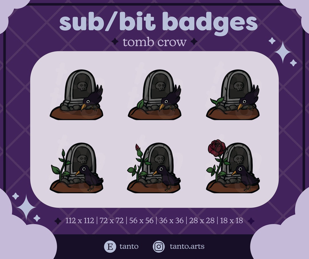 Cracked Tomb With a Crow Dark Academia Twitch Sub/bit Badges - Etsy