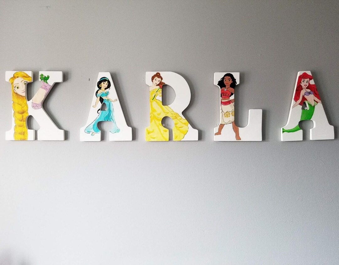 Personalized Hand-painted Wooden Letters – Princess Theme Nursery Decor ...