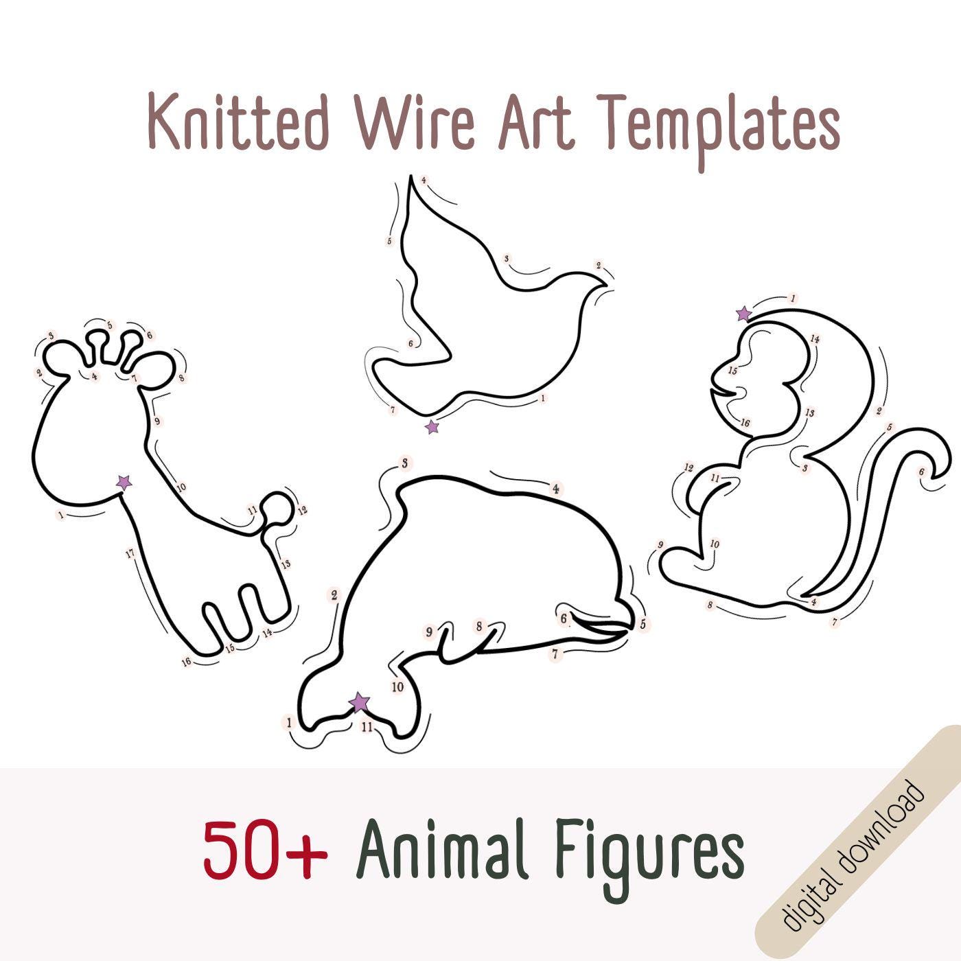 50+ Animal Figures for Knitted Wire Art, Wire Bending Pattern, Nursery ...