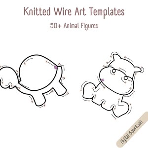 50+ Animal Figures for Knitted Wire Art, Wire Bending Pattern, Nursery ...