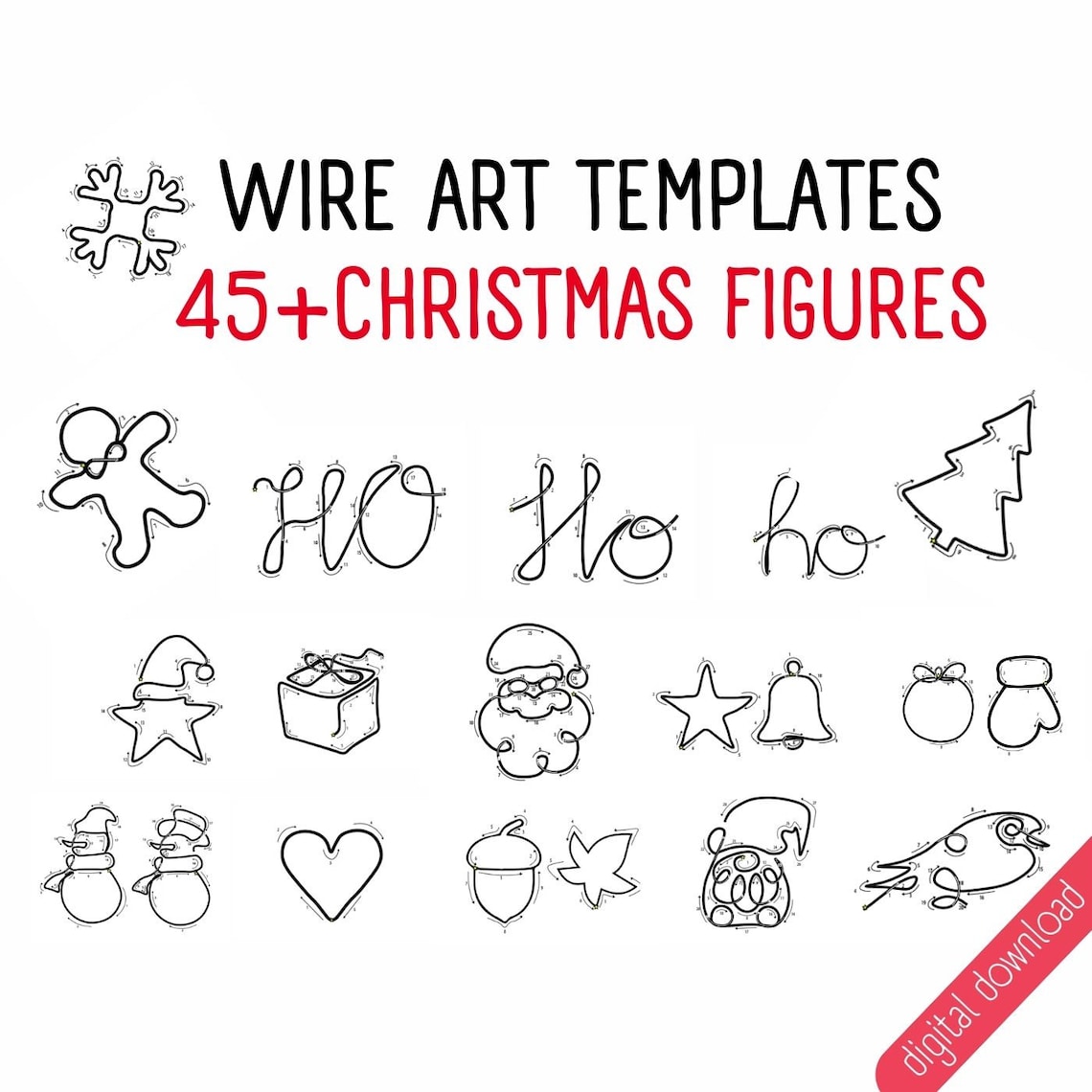 70 Printable Wire Bending Patterns for Christmas and Halloween, Knitted ...