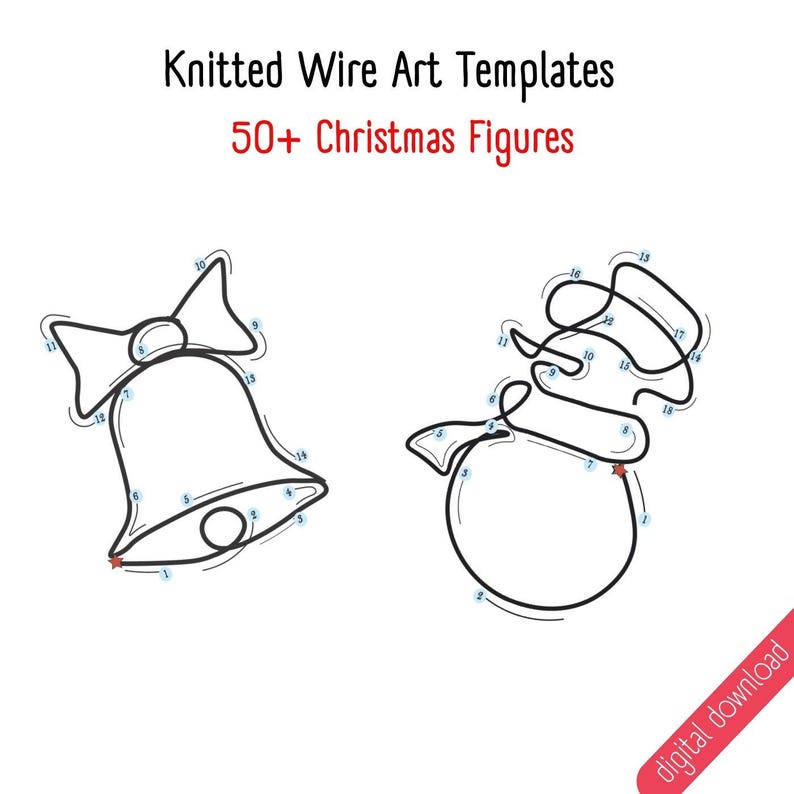50+ Christmas Knitted Wire Art Templates: Xmas Figures (PDF Pattern ...