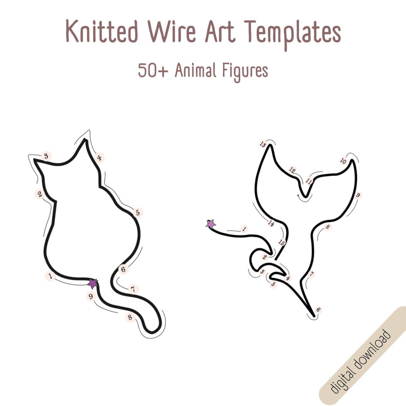 50+ Animal Figures for Knitted Wire Art, Wire Bending Pattern, Nursery ...