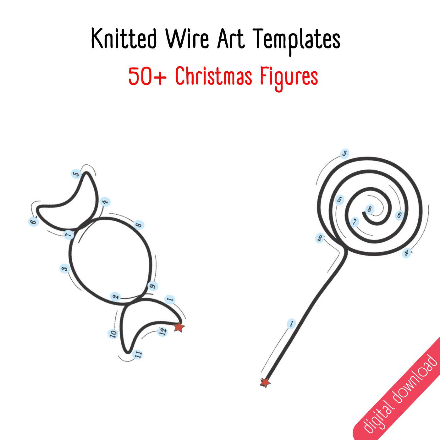 50+ Christmas Knitted Wire Art Templates: Xmas Figures (PDF Pattern) - Etsy