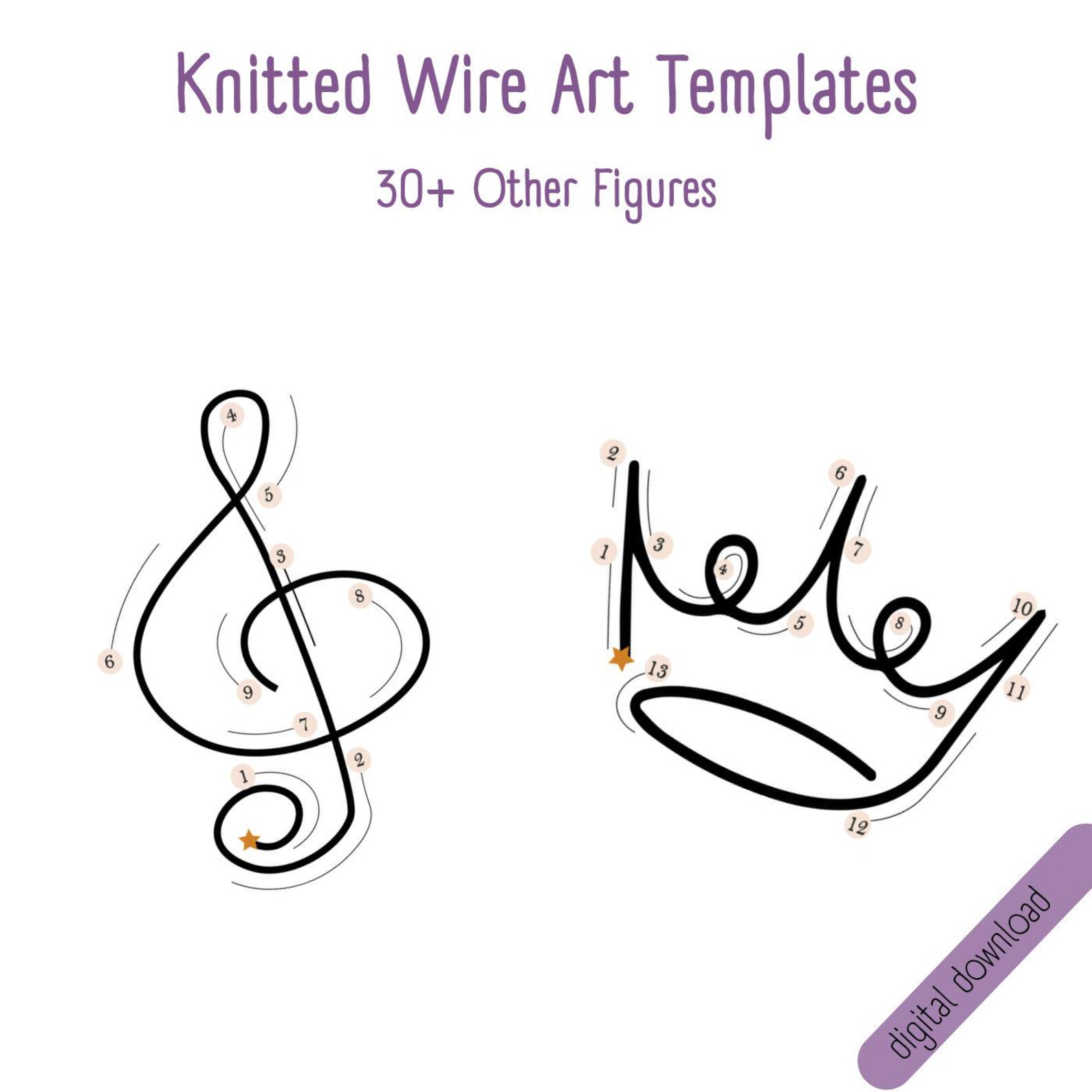 250+ Knitted Wire Art Templates, Letters, Numbers, Figures (digital ...