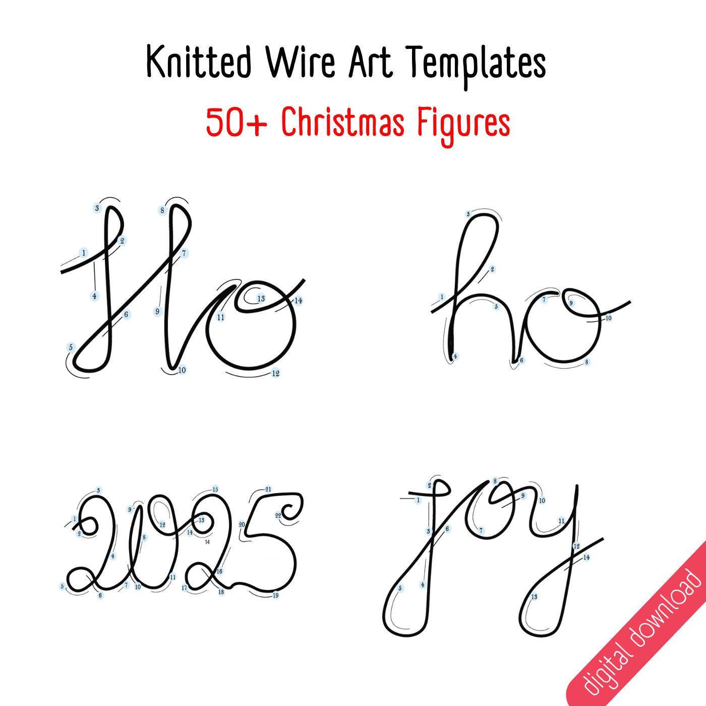 50+ Christmas Knitted Wire Art Templates: Xmas Figures (PDF Pattern) - Etsy