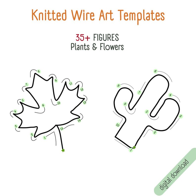 Knitted Wire Art Templates: 35 Flower & Plant Figures (PDF Pattern ...