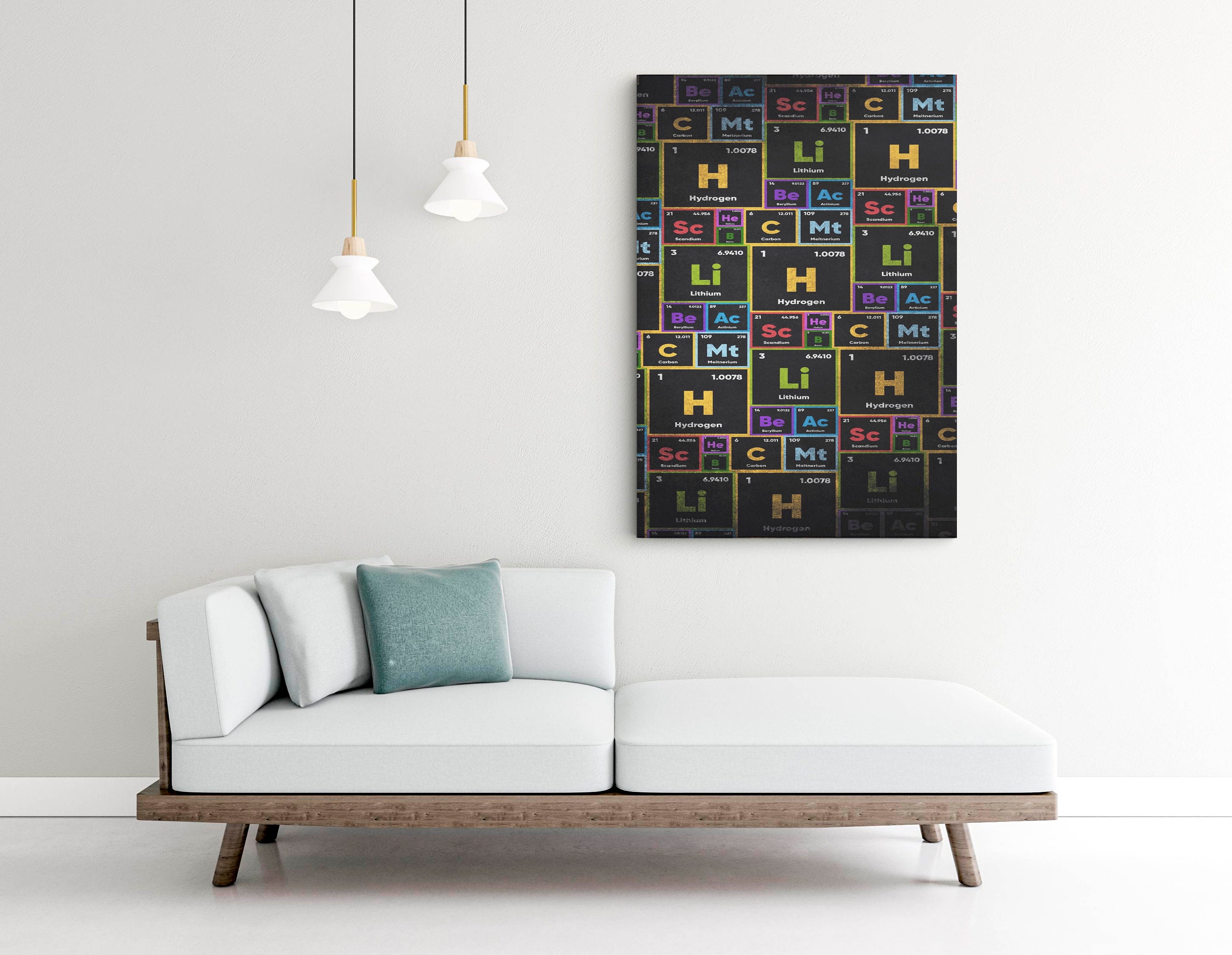 Colorful Periodic Table of the Elements Poster Canvas, Chemistry Fans ...