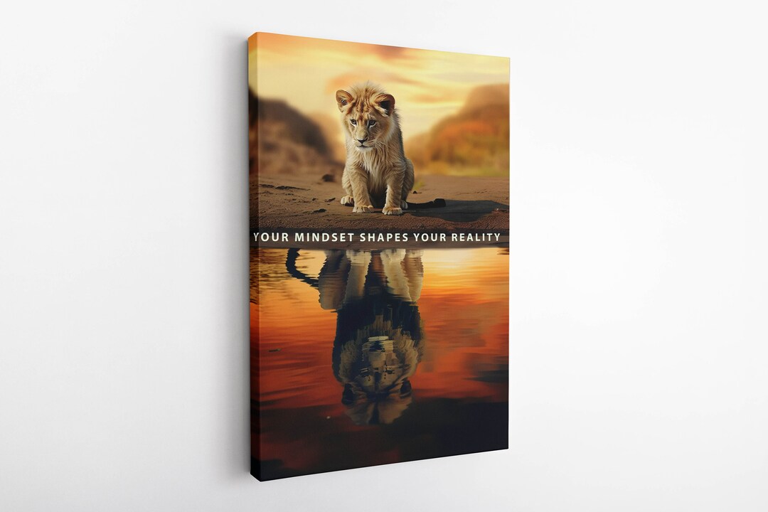 Lion Courage Reflections on Water Abstract Wall Artcolorful - Etsy