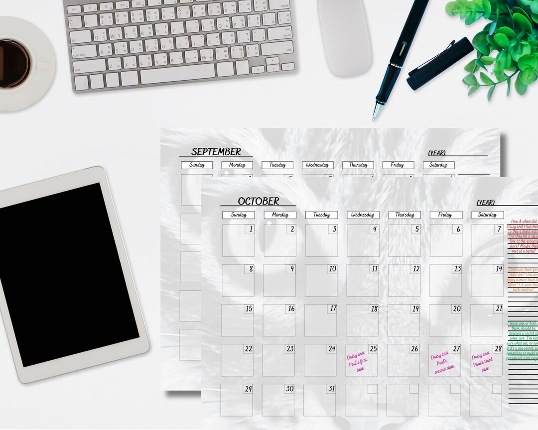 Author's Essential 12-month plotter Calendar for Cat Lovers Your ...