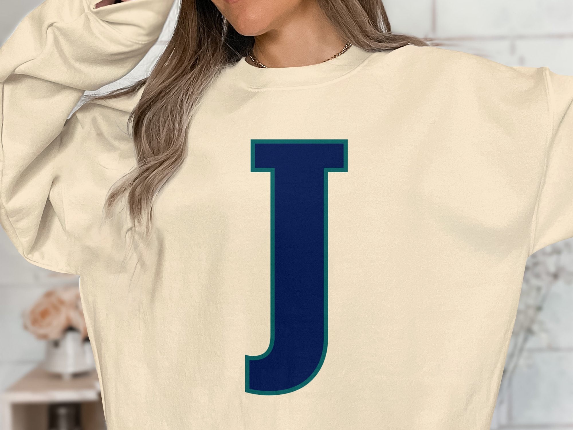 Letter J Sweatshirt Alphabet Letter Initial J Sweatshirt Varsity Letter ...