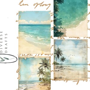 Digital Summer Beach Papers, Coastal Theme Handmade Digis, Ocean Junk ...