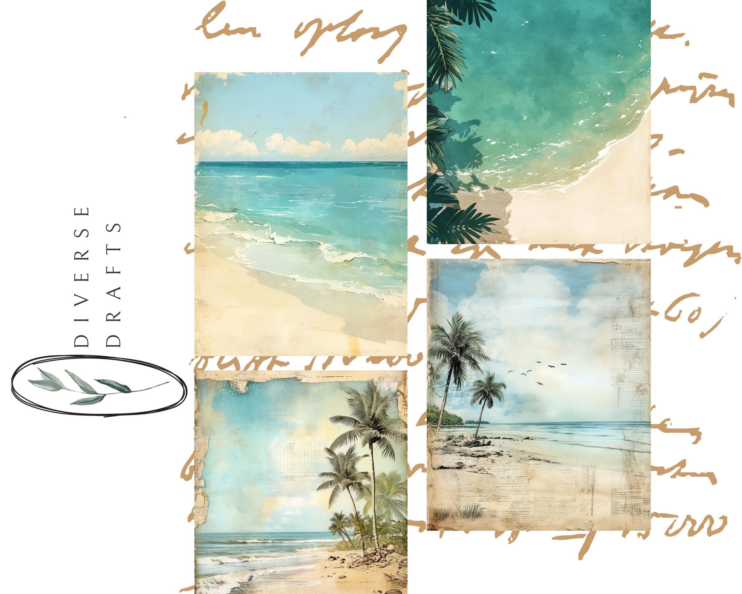Digital Summer Beach Papers, Coastal Theme Handmade Digis, Ocean Junk ...