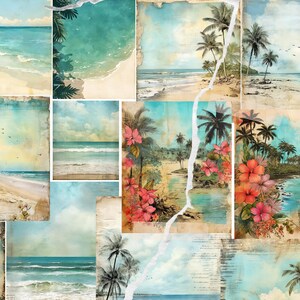Digital Summer Beach Papers, Coastal Theme Handmade Digis, Ocean Junk ...