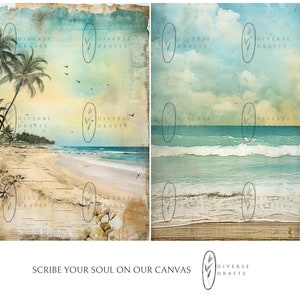 Digital Summer Beach Papers, Coastal Theme Handmade Digis, Ocean Junk ...