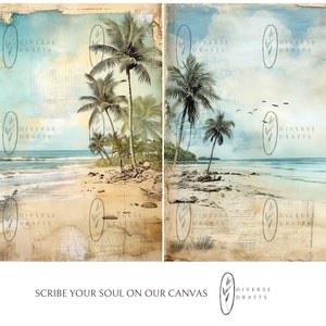 Digital Summer Beach Papers, Coastal Theme Handmade Digis, Ocean Junk ...