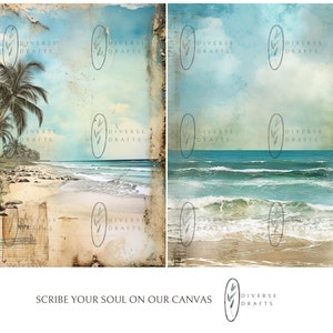 Digital Summer Beach Papers, Coastal Theme Handmade Digis, Ocean Junk ...
