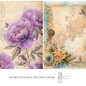 12 Vintage Floral Journal Pages,junk Journal Kit, Basic Papers ...